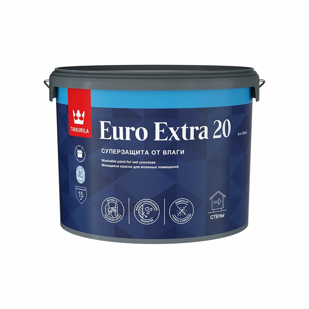 Моющаяся краска для влажных помещений Tikkurila EURO EXTRA 20