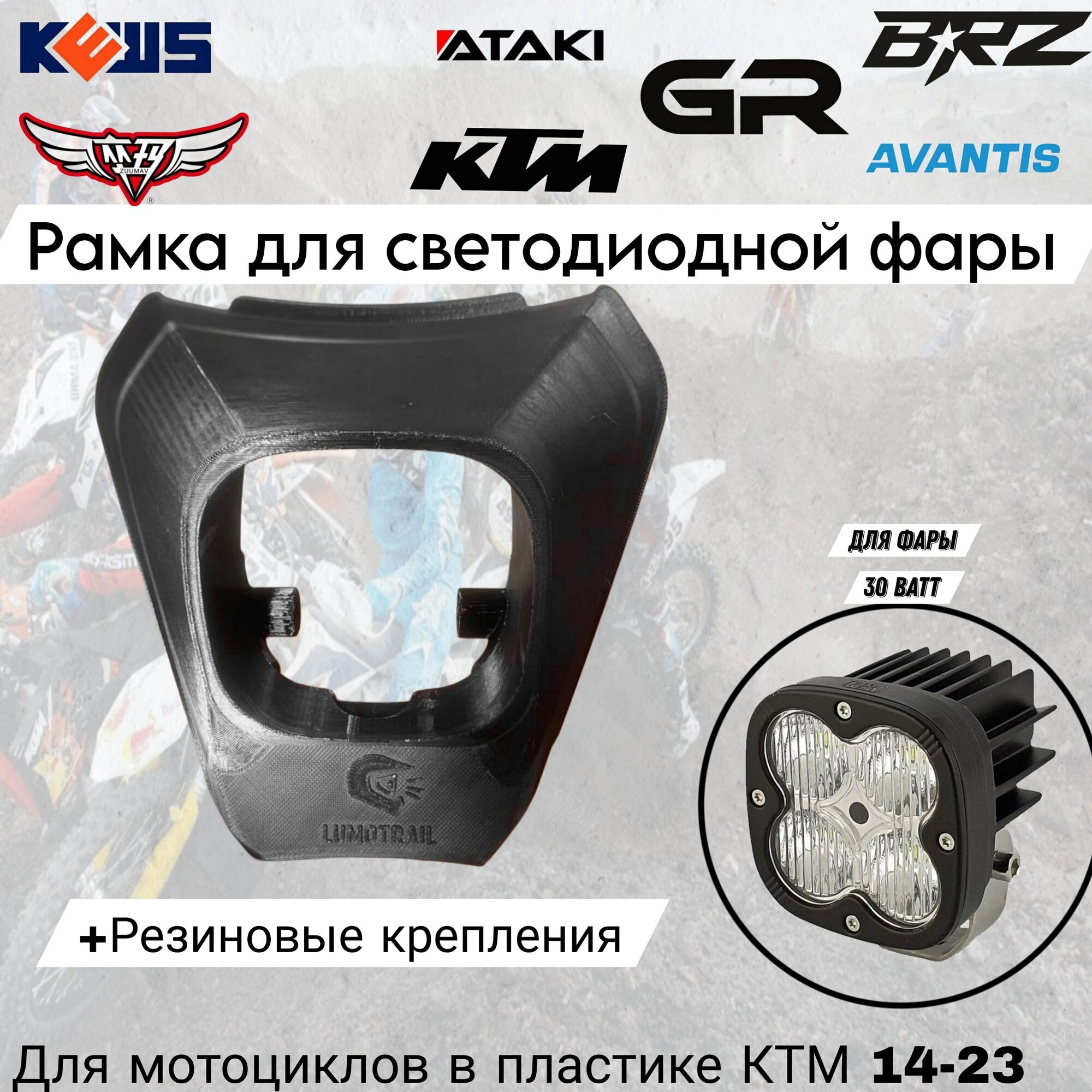 Рамка для светодиодной фары для мотоциклов в пластике КТМ 14-23