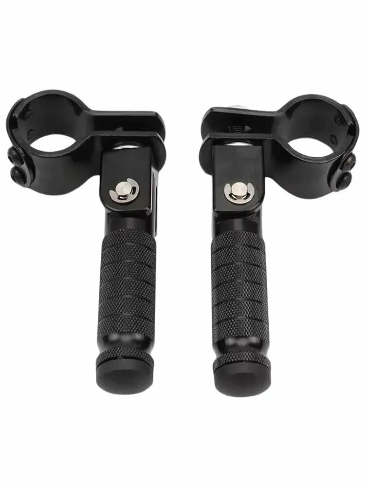 Складные пассажирские подножки для мотоцикла/скутера, чёрные, хомут 30–33 мм, антискользящие, 2 шт