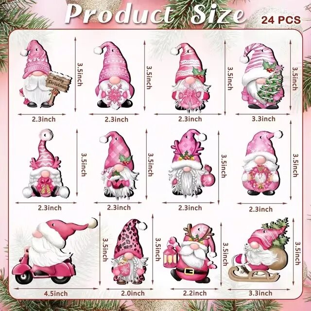 Рождественские гномы розовые 24 шт. Color: 06