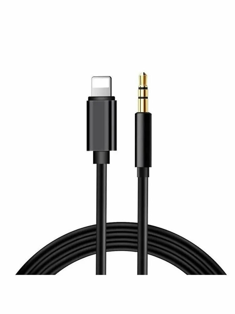 KAIQISJ Аудиокабель 3.5 мм/Apple Lightning, 1 м, черный
