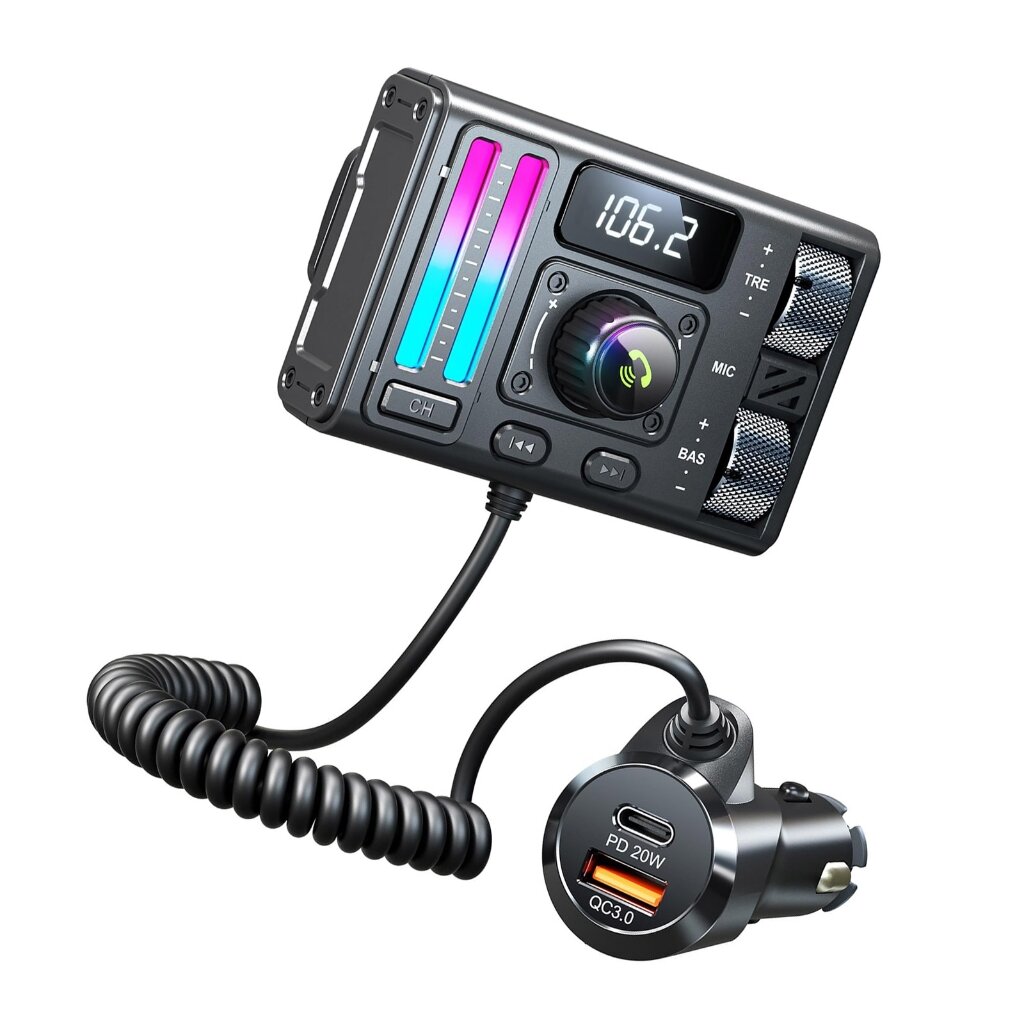Bluetooth-совместимый FM-передатчик, громкая связь, автомобильный радиомодулятор, MP3-плеер с быстрой зарядкой через USB PD20W