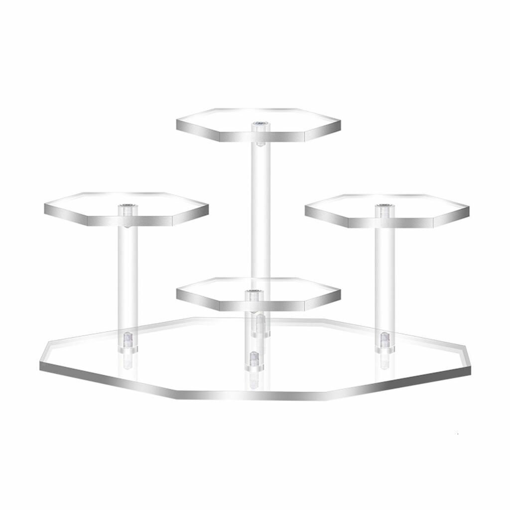 Портативная шестиугольная акриловая ступенчатая полка прочная стойка для хранения, Clear - 4 бита