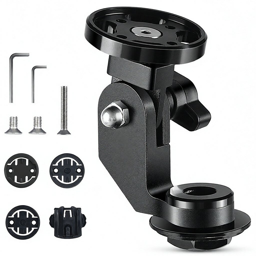 Крепление для велокомпьютера, велосипедный держатель спидометра, аксессуар для велосипеда, черный цвет, материал алюминиевый сплав, размер 130мм, размер изделия 70*33*36мм, вес изделия 65г, размер упаковки 82*55*50мм, вес упаковки 108г, в комплект входят