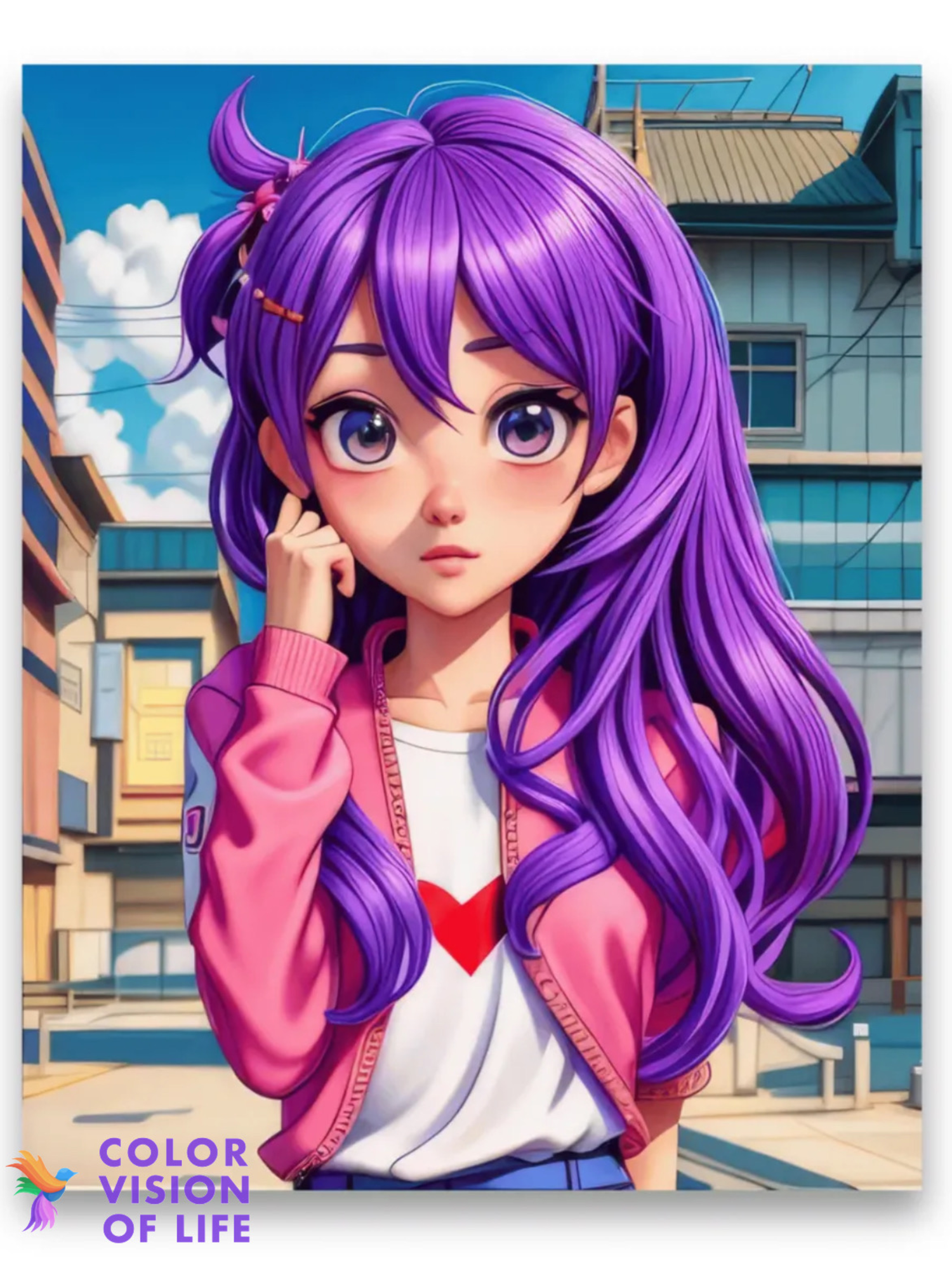 Алмазная мозаика на подрамнике 30x40 "Аниме-девочка"