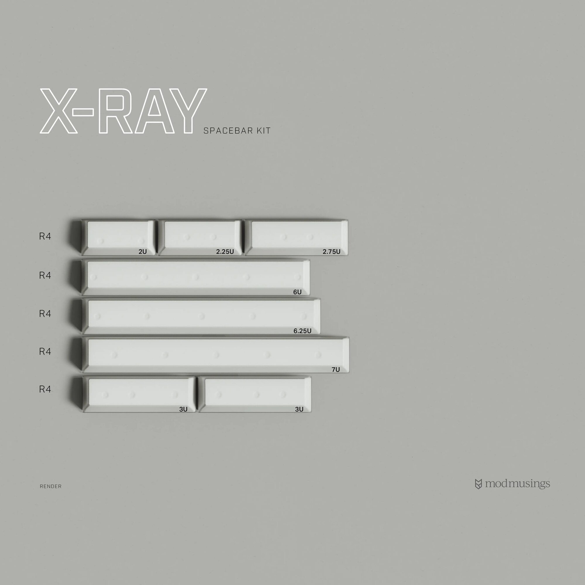 Клавиши KBDfans X-ray R3 ABS прозрачные белые вишневый профиль Spacebar