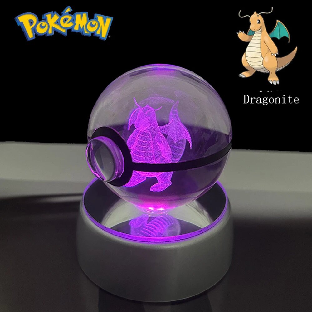 Хрустальный шар Pokemon 3D светодиодная лампа Shaymin Milotic Piplup Giratina Модель люстры Игрушка Ночник Красочное освещение Подарки