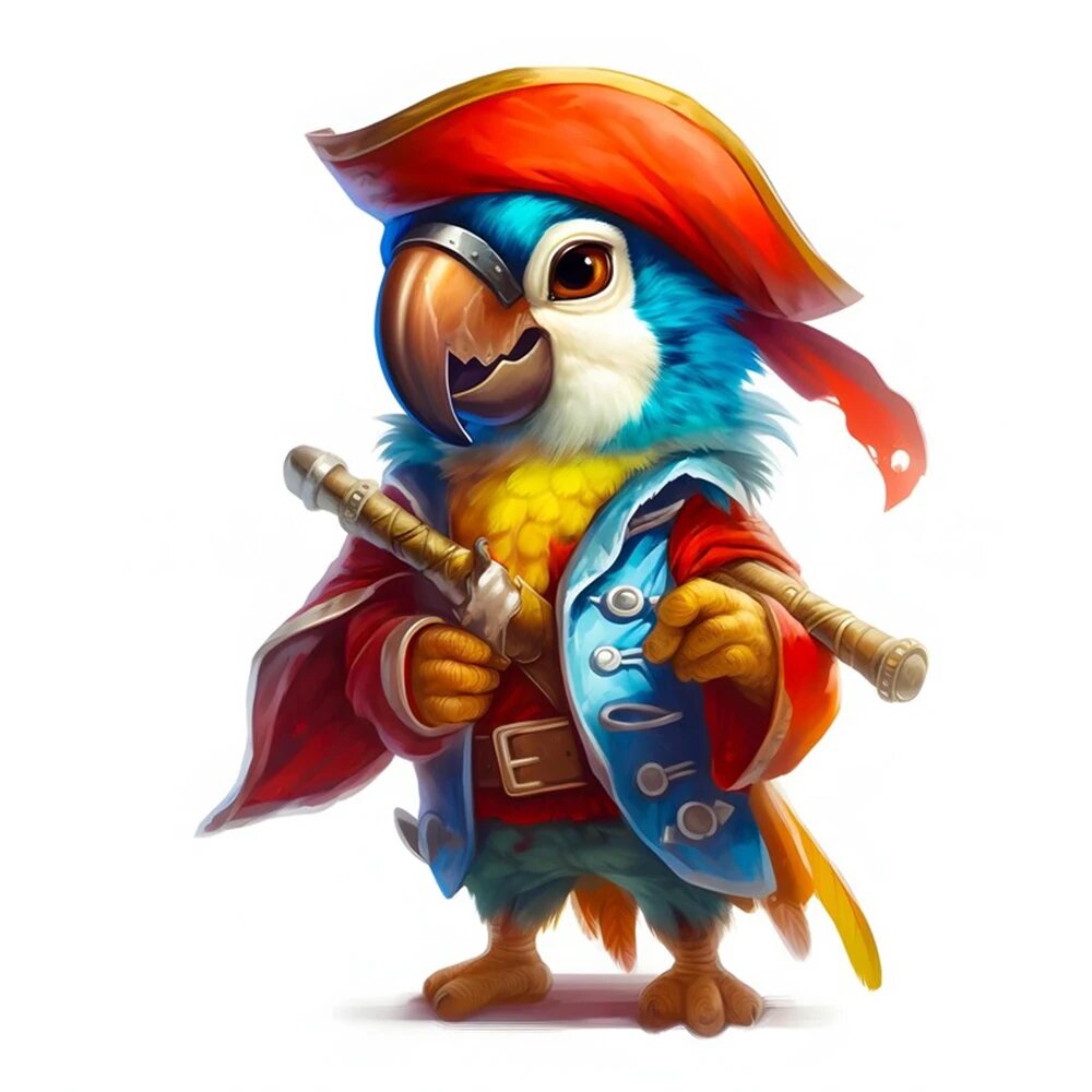 Настенные наклейки попугаи в шляпах Синий, 15cm-Longest side, JA095-B