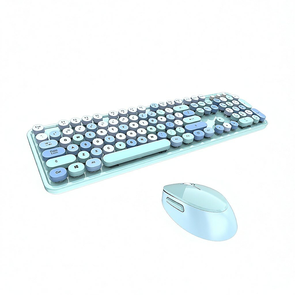 : Sweet Keyboard Combo Mixed Color 2.4G беспроводной набор клавиатуры с круглыми подвесными клавишами для ПК и ноутбука (синий)