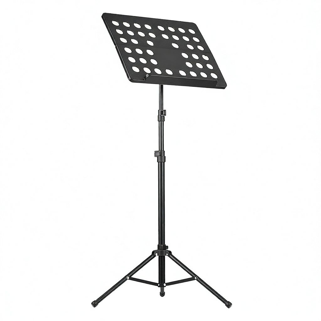 Стойка для нот , разборная, алюминиевый сплав, черный цвет, размер панели 30*36см, высота 50-140см, складной размер 55*15*10см, вес 900г, с водонепроницаемым сумкой для переноса, для оркестра, скрипки, пианино, гитары, музыкального исполнения, 1