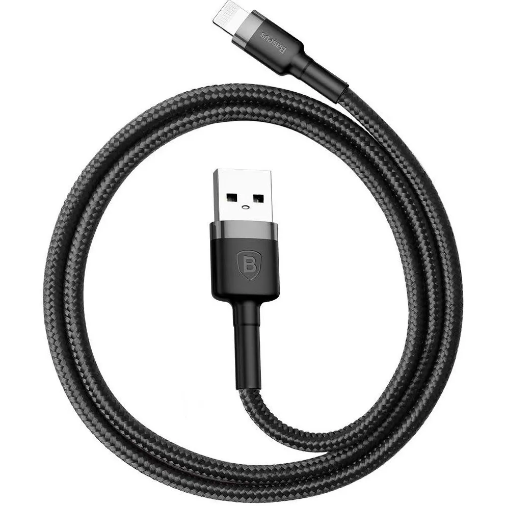 Кабель USB BASEUS Cafule CALKLF-CG1, USB - Lightning, 1.5А, 2 м, серыйчерный