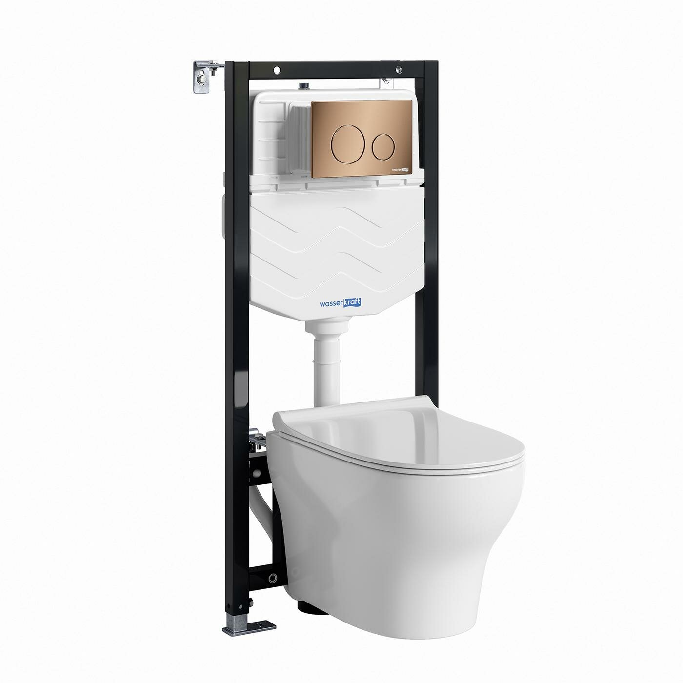 Инсталляция с унитазом комплект WasserKRAFT Aller 10TLT.010. ME. RG02. H001 белый глянцевый, с кнопкой смыва розовое золото