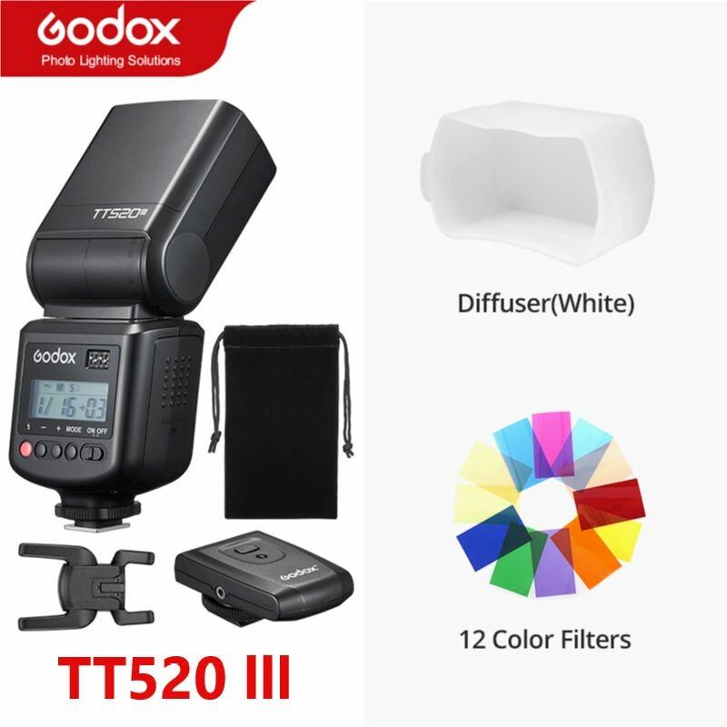 Godox TT520 III Вспышка TT520III со встроенным беспроводным передатчиком сигнала 433 МГц для цифровых зеркальных фотокамер Canon Nikon Pentax Olympus