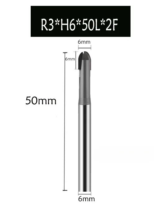 R0.5-11 Алмазные сферические концевые фрезы для литья под давлением Алюминий Медь Керамика Графит Специальная фреза для драгоценных камней PCD Фреза R3xH6x50Lx2F