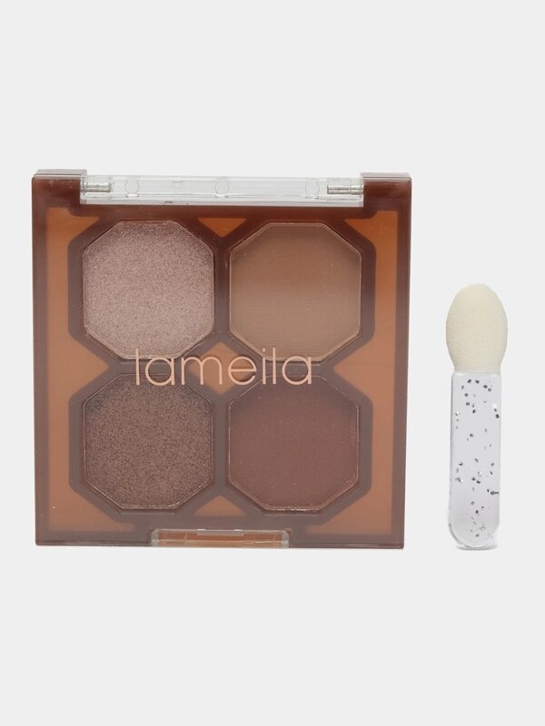 Тени для век, палетка теней 4 цвета, матовые, перламутровые, матовое стекло