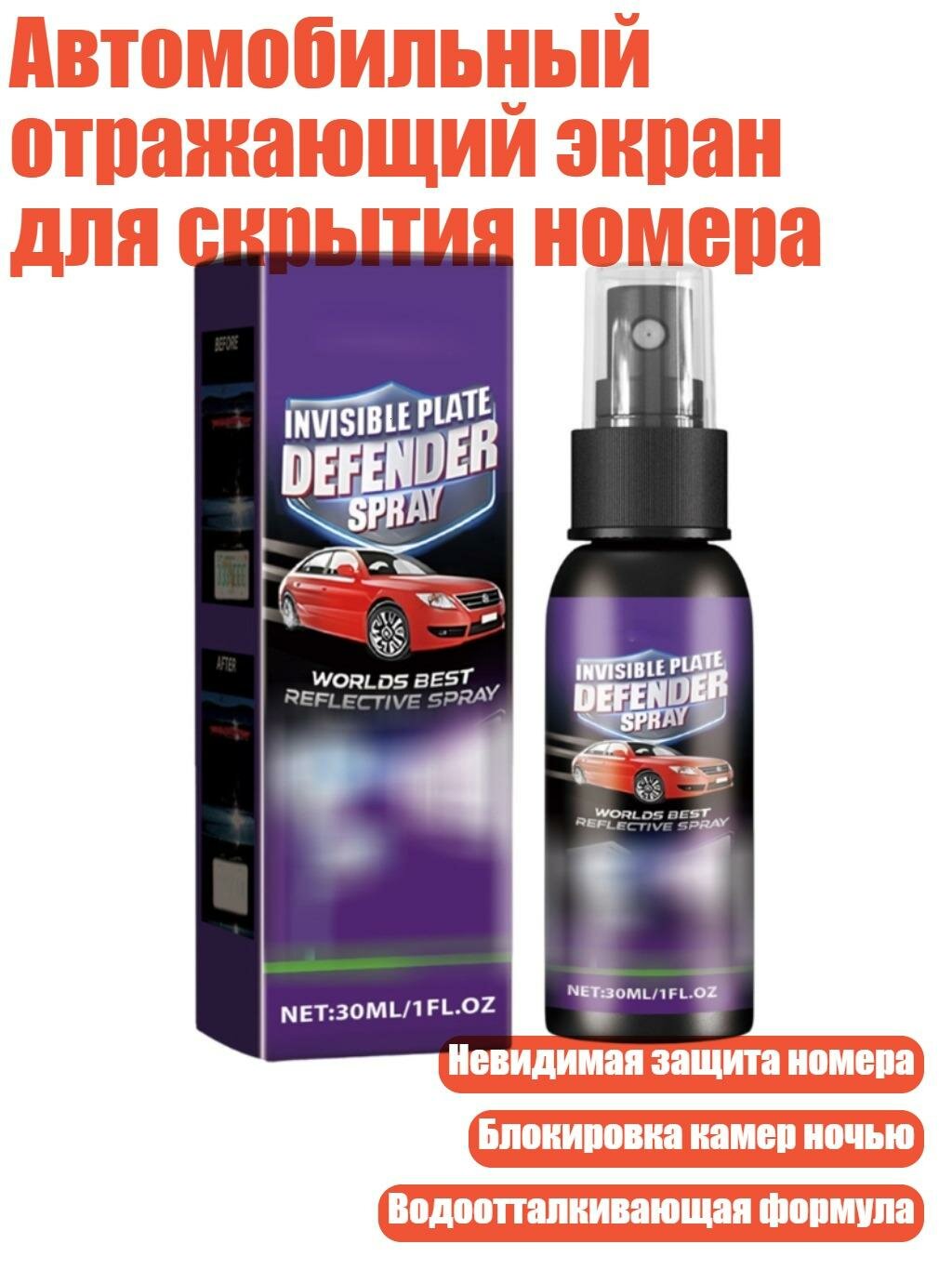 Автомобильный отражающий экран для скрытия номера