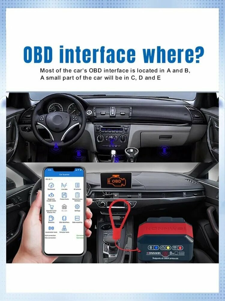Сканеры KW905 V1.5 OBD2 Bluetooth 5.0 Для Android A — фото 1