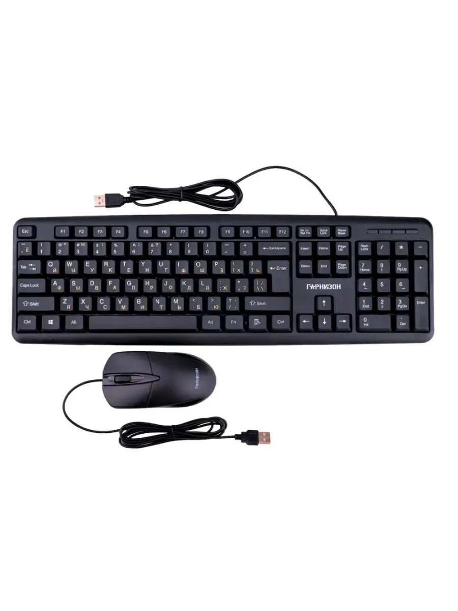Клавиатура+мышь проводной GKS-122, 104кл+3кн, 1000 DPI, 1.8м, черный
