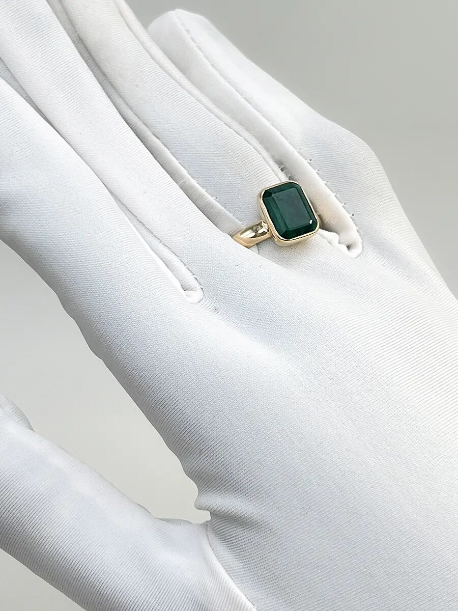 Кольцо, желтое золото, 375 проба, изумруд