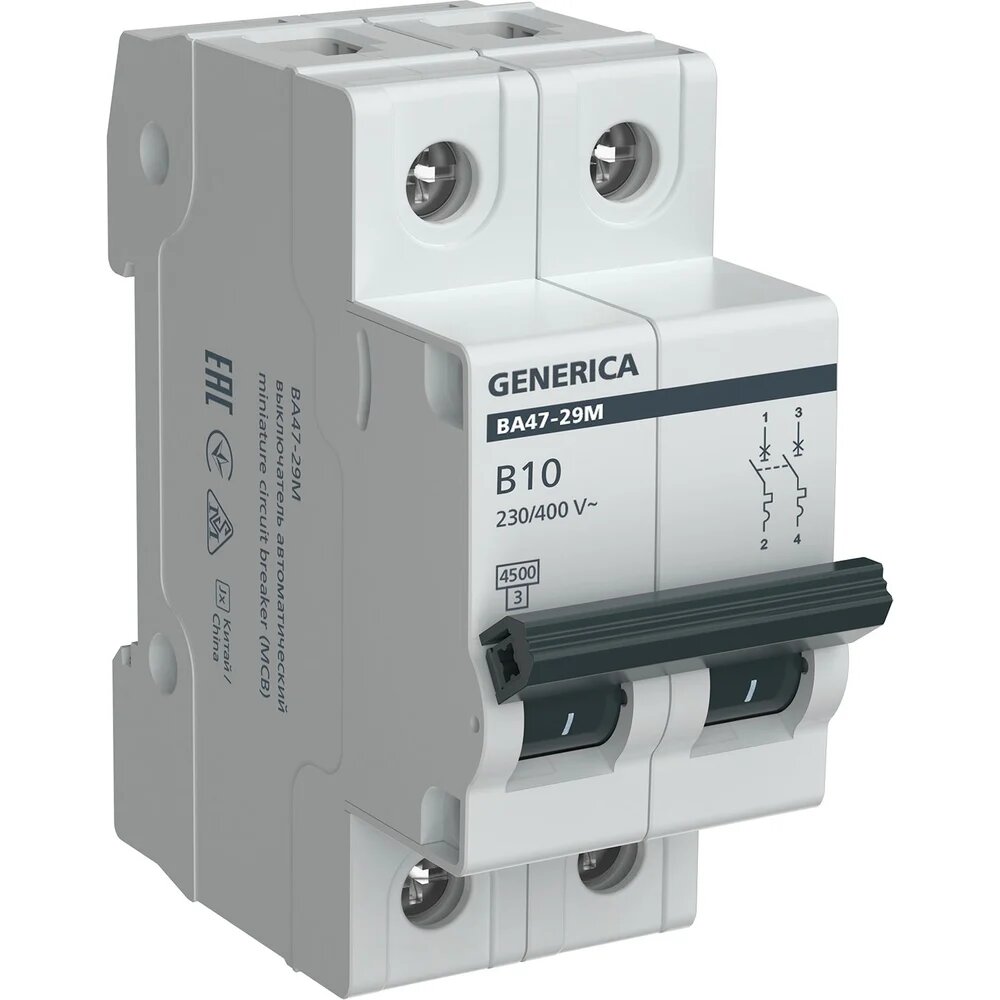 Автоматический выключатель GENERICA ва47-29м 2p 10а 4,5ка b MVA21-2-010-B-G