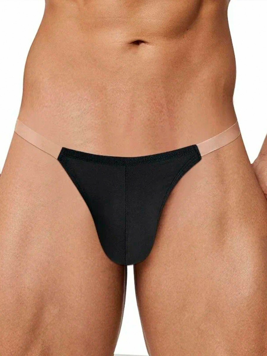 Мужские трусы танга черные с прозрачными вставками ADANNU AN749-2 L (48)