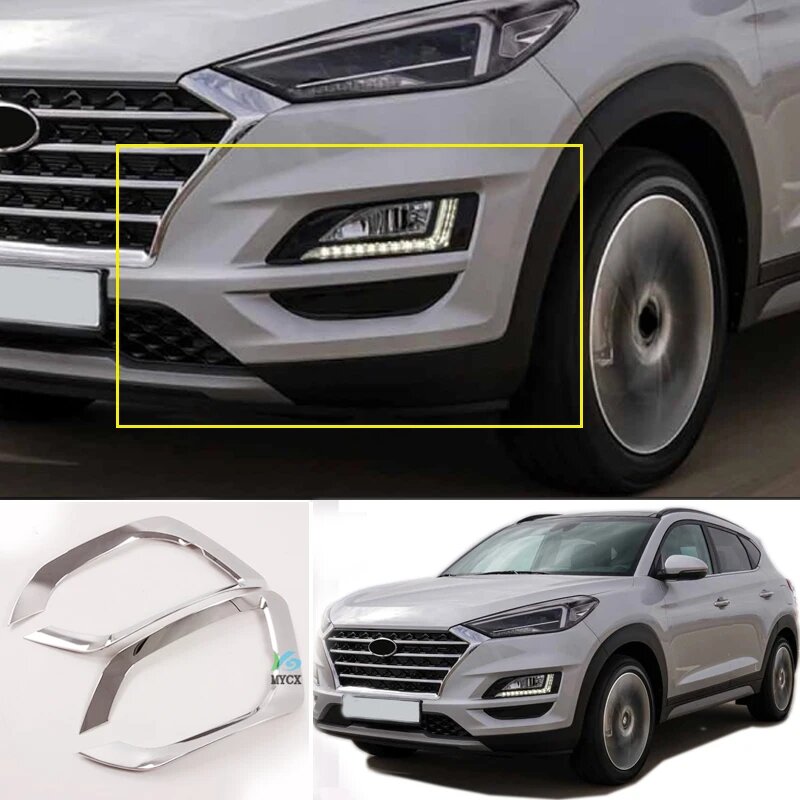 2 шт. для Hyundai Tucson 2020 2021, передняя противотуманная фара, украшение рамки, специальная противотуманная фара, прожектор, декоративная полоса противотуманной фары