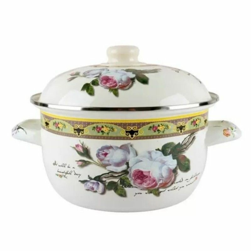 Утолщенный набор из трех предметов: эмалированная кастрюля, суповая кастрюля с двумя ручками, кастрюля для тушения, миска для лапши быстрого приготовления, маленькая кастрюля для горячего, миска для сала