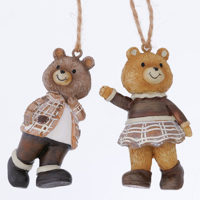 Елочные игрушки Мишки Вудсон - Winter Dreamers 6 см, 2 шт, Boltze (Больтце), 2058909-набор