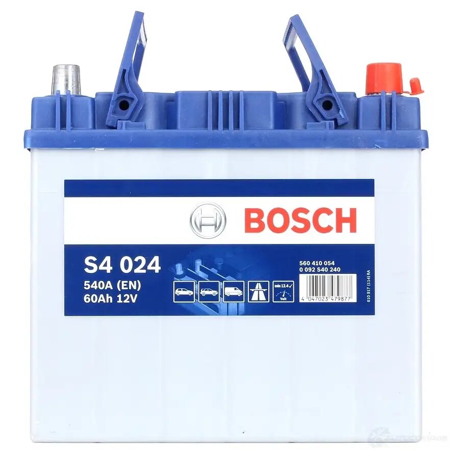 Аккумулятор 60 ач обратная 540 а 12 в Кальциевый CA/CA silver jis 232x173x225 BOSCH 304143 12V 60Ah 540A 560 410 054 0092S40240