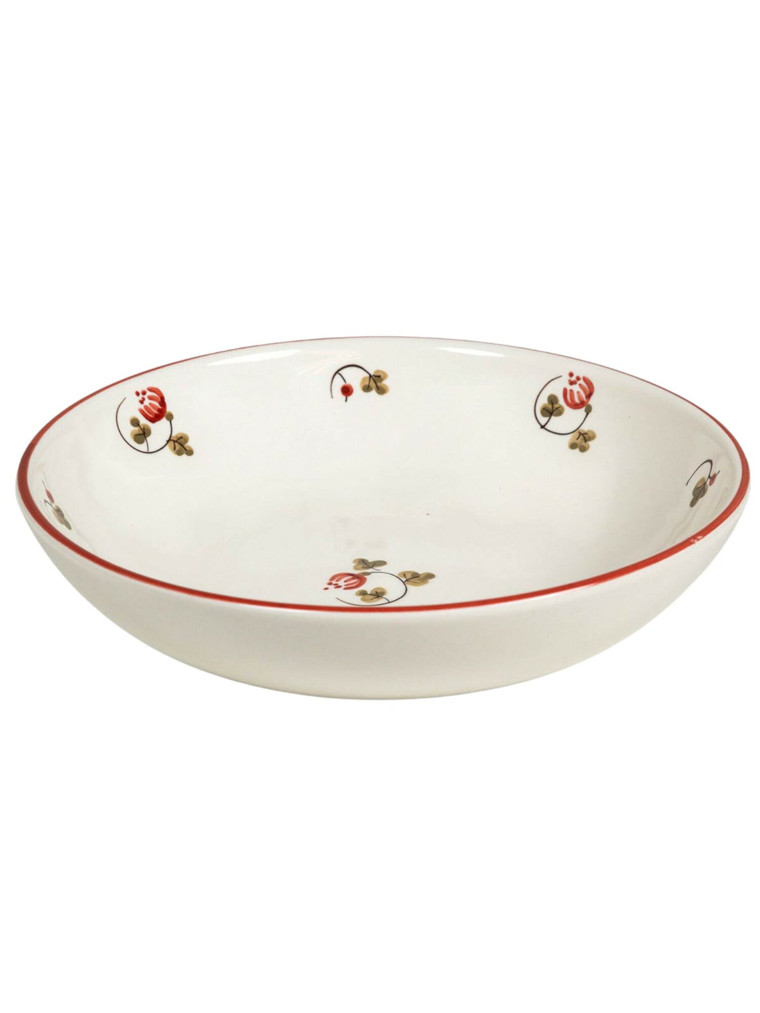Тарелка суповая Дымов Керамика Шиповник 21см, керамика, белый/красный