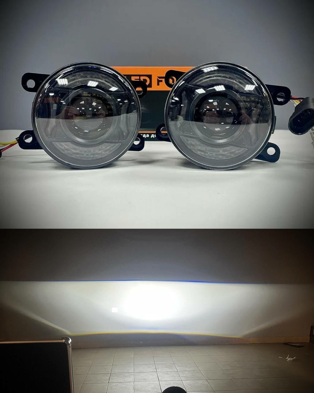 Би лед противотуманые фары c дальним и Дхо для Ford S-MAX 2 / Универсальные ПТФ с линзой Valeo / BiLed противотуманки на Форд С-макс