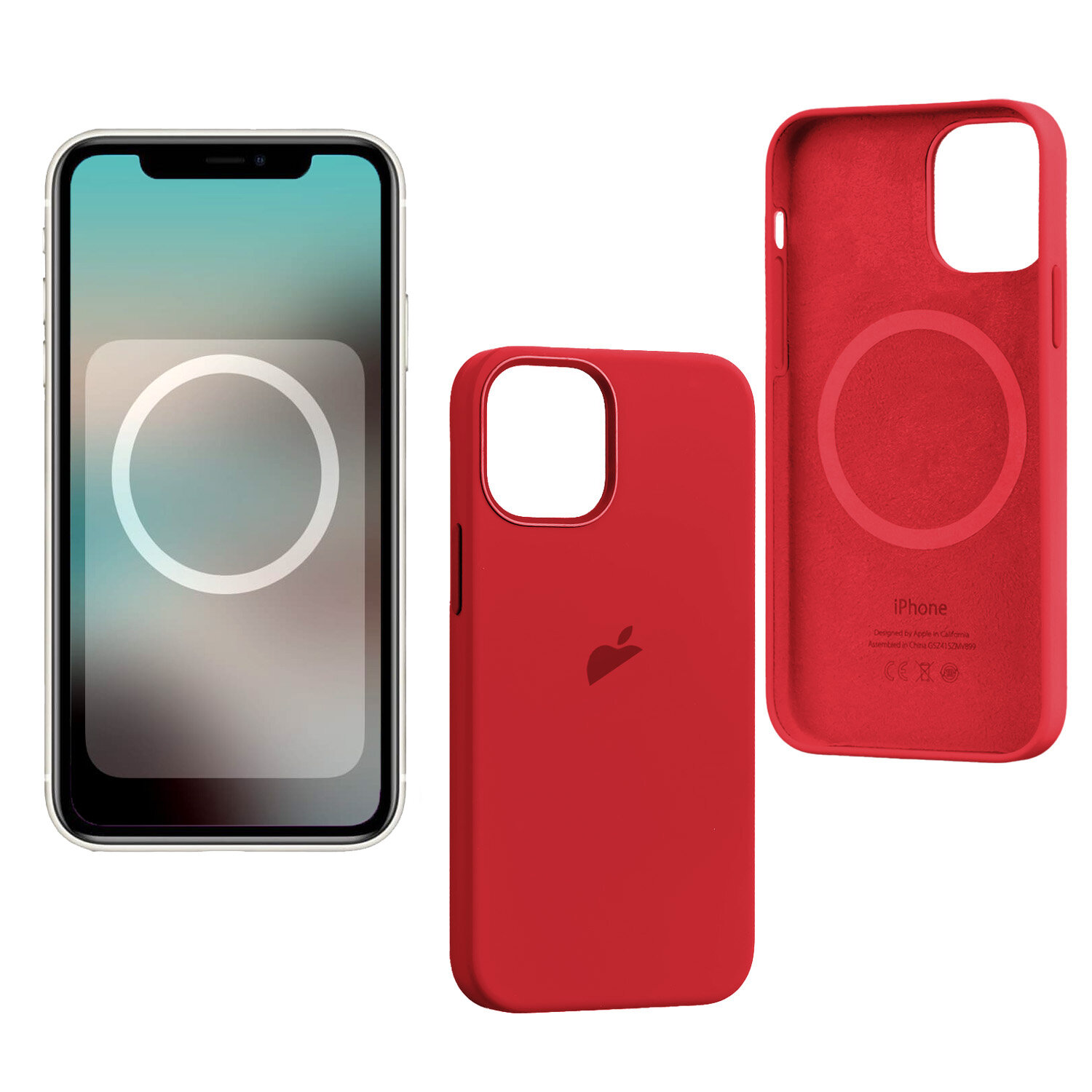 Чехол iPh 12 Pro Max Silicon Case (PRODUCT) Red (MagSafe + анимация NFC) c LOGO