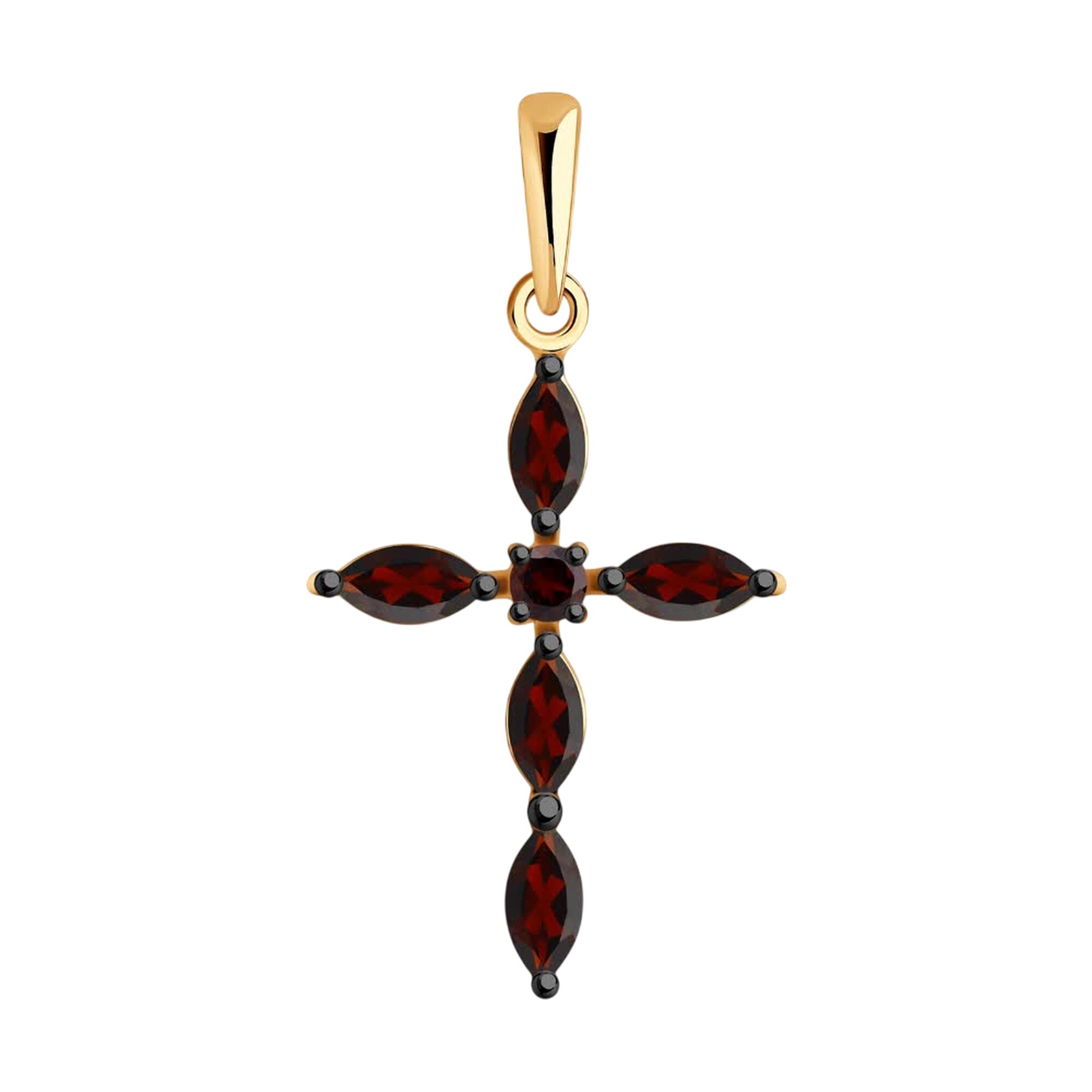 Подвеска, красное золото, 585 проба, гранат