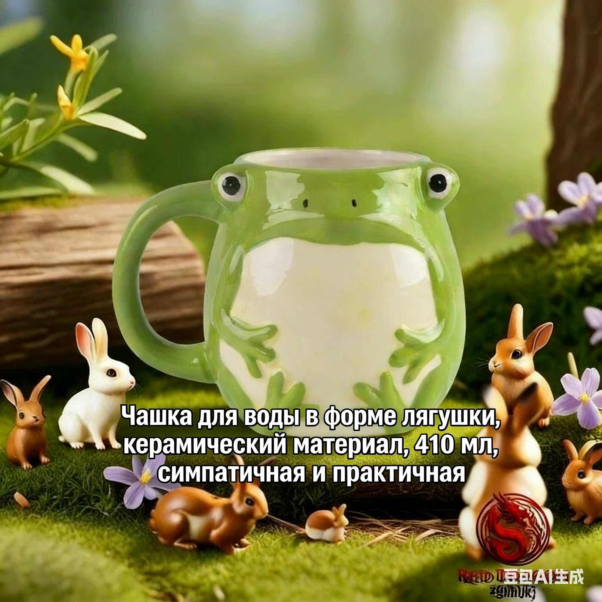 Чашка для воды в форме лягушки, керамический материал, 410 мл, симпатичная и практичная