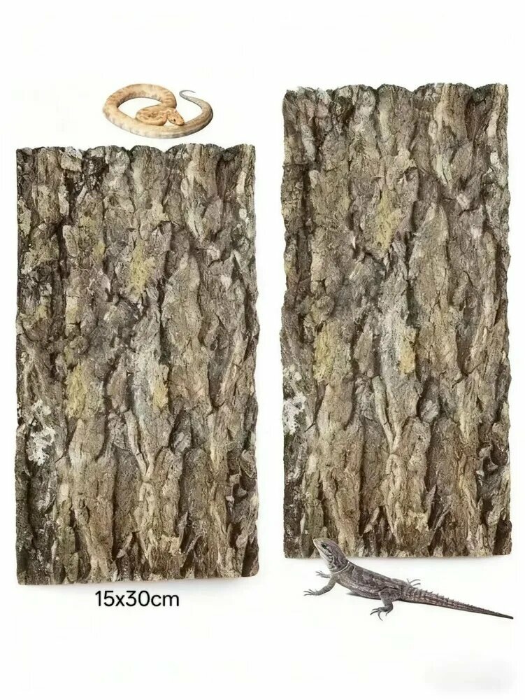 2 куска натуральной коры пробковой плитки декоративный фон 15х30 см, змеи, ящерицы, пауки-хамелеоны