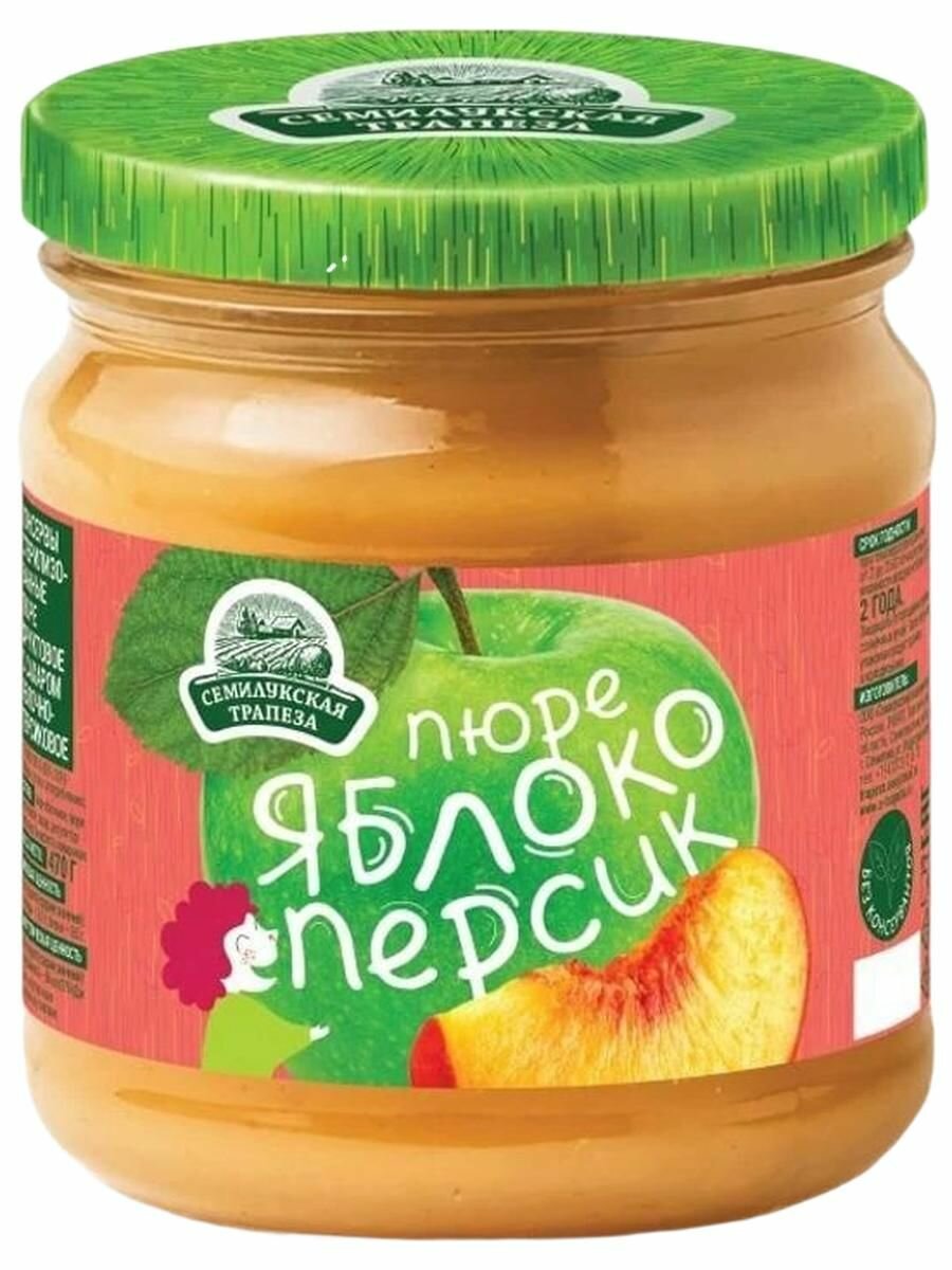 Пюре фруктовое Яблочно-персиковое 470 грамм, 1 банка