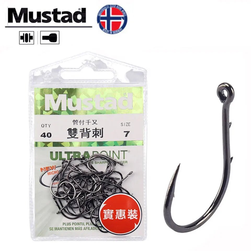 Рыболовные крючки Mustad 10757SP колючие 1#-9# 9 40Pcs