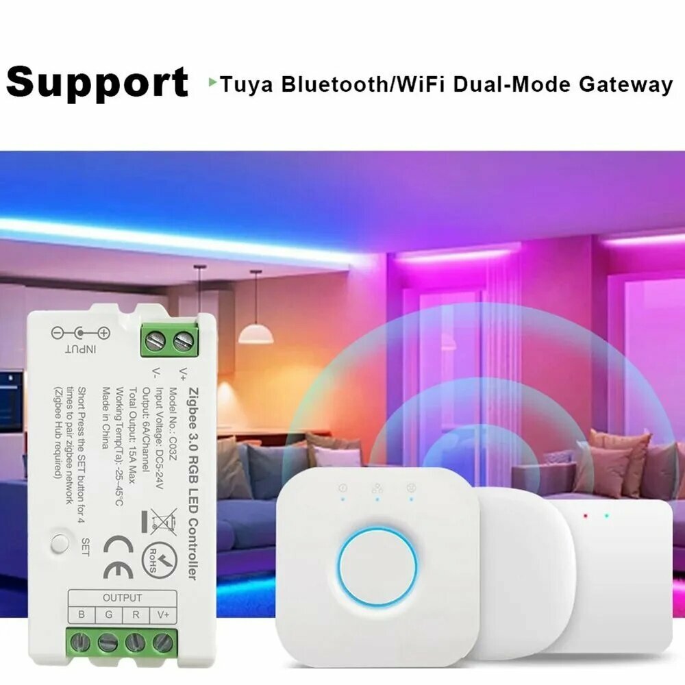 Контроллер светодиодной ленты Zigbee 3.0 WiFi 24 ГГц RGB