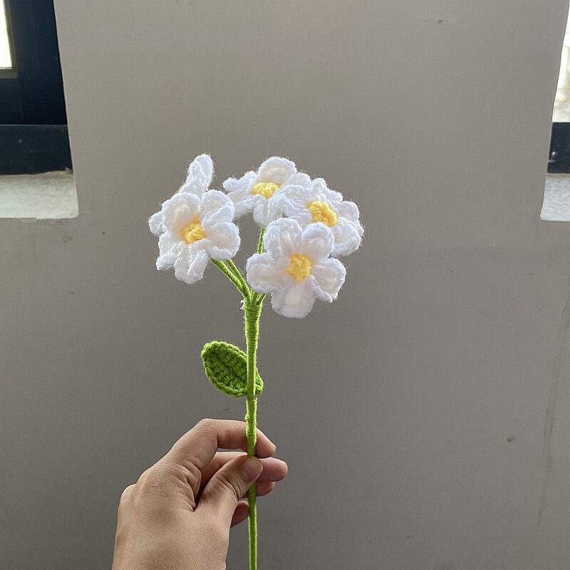 Горячая распродажаГотовое изделие из искусственного цветка незабудки, связанного вручную, набор для вязания крючком, подарок на День святого Валентина для девушки.