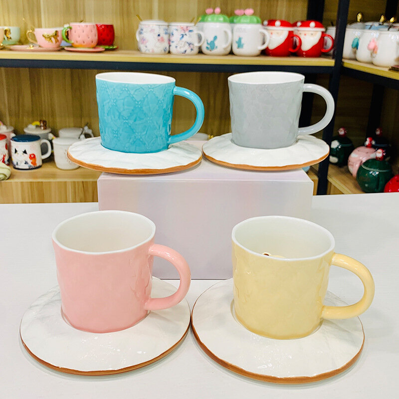 Набор подарочных чашек для кофе высокого качества, керамическая чашка, чашка для воды Ins, детская чашка, простая домашняя кружка, оптом.