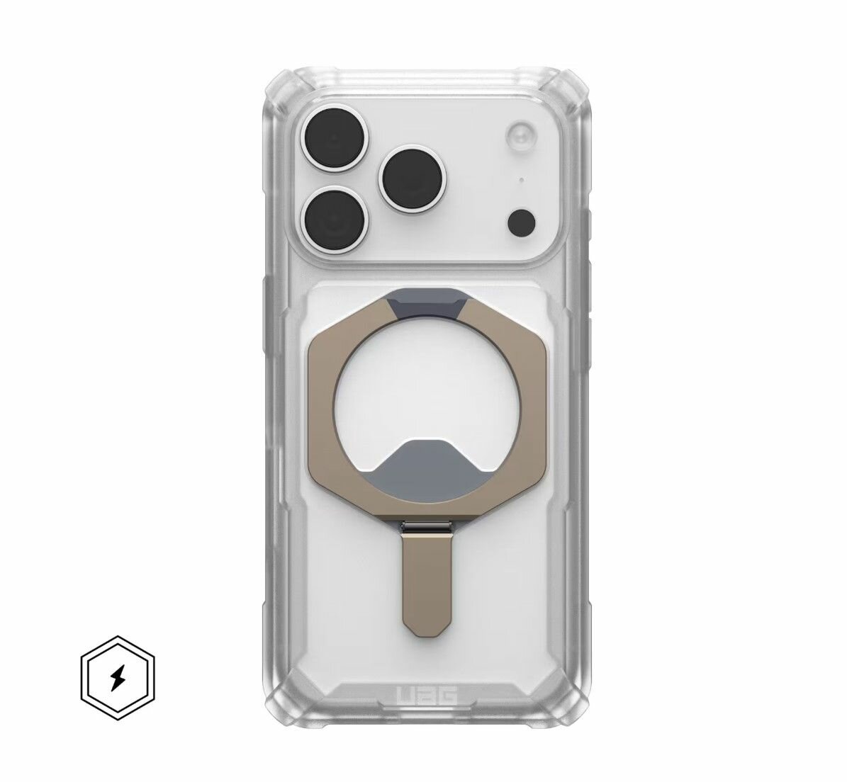 Чехол с поддержкой MAGSAFE UAG Plasma XTE для iPhone 17 Pro, 6.3", цвет Прозрачный/Титан (Clear/Titanium)