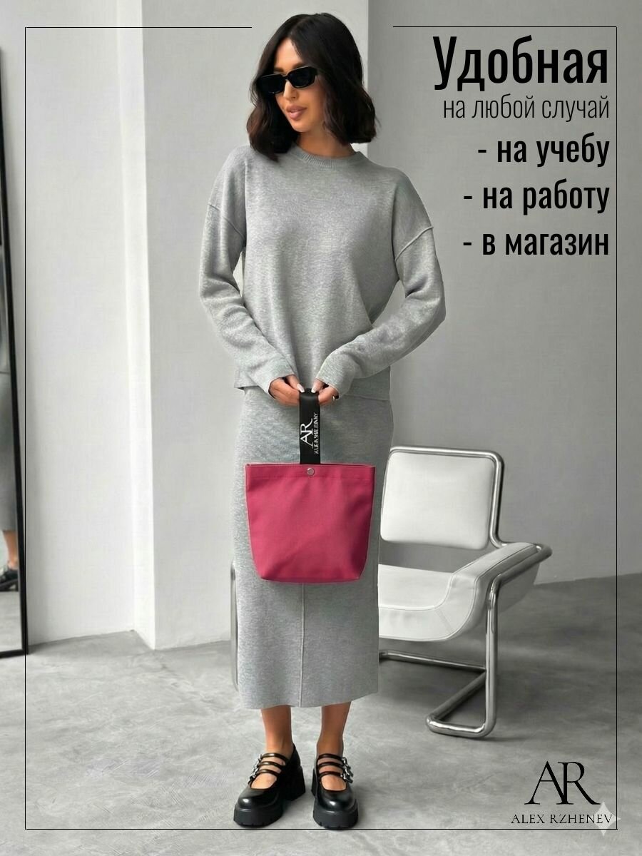 Сумка шоппер CarStyle, фактура гладкая, розовый — фото 1