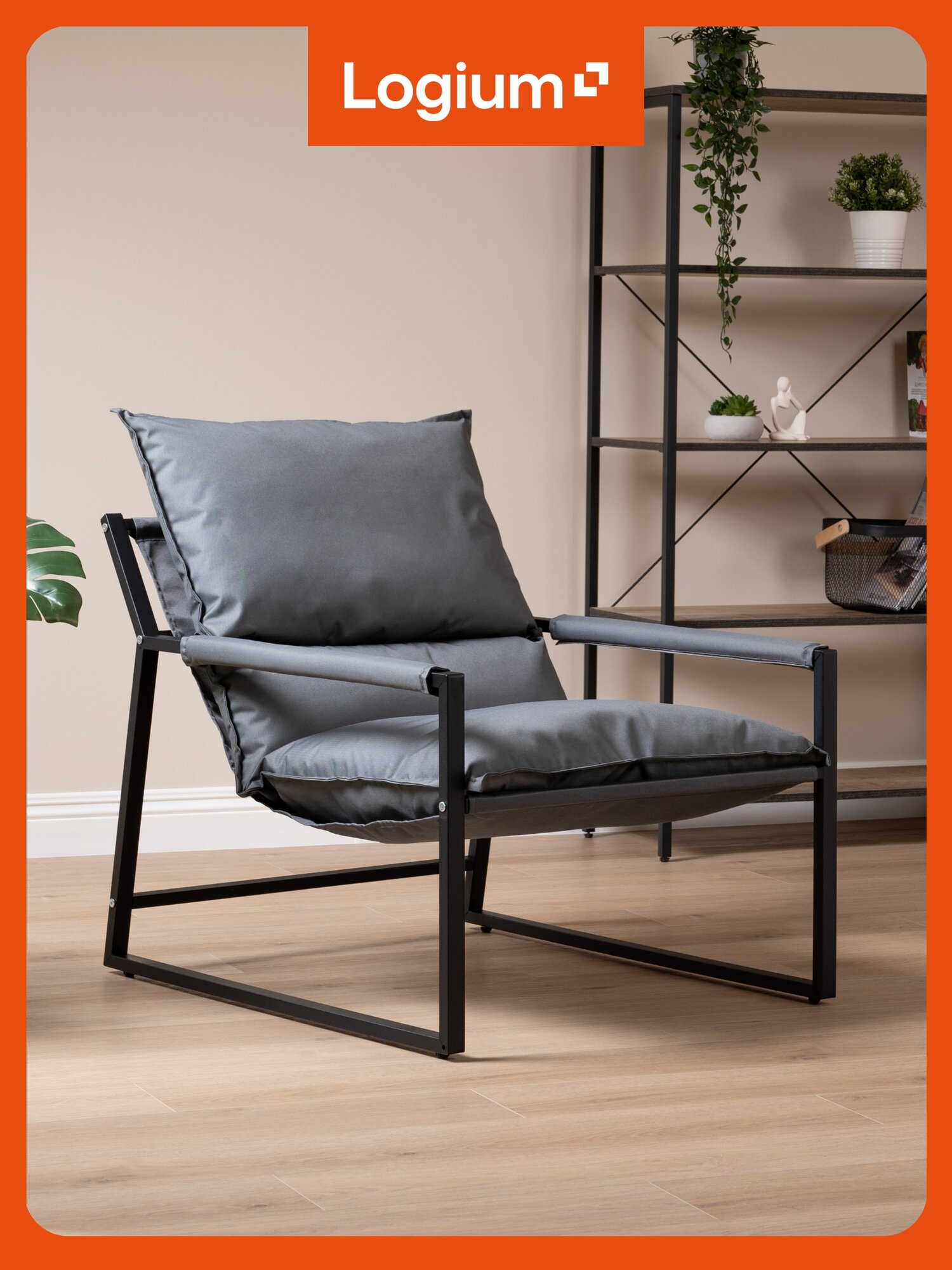 Кресло Монг для дома и веранды, Арт. ТК 125 Cuba grey (стиль - лофт, ткань - рогожка, цвет - серый, черный)