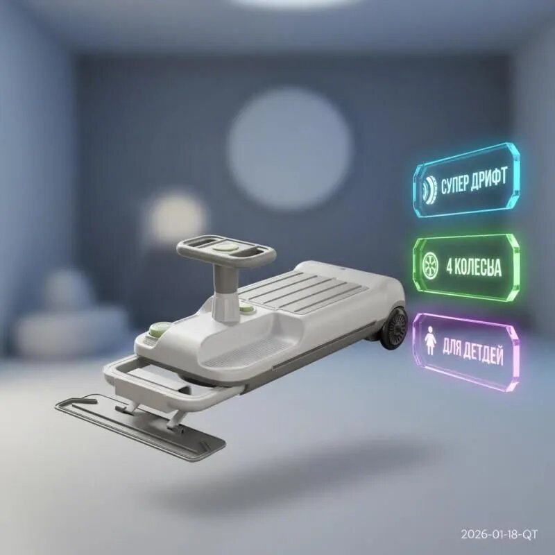 Электромобиль детский картинг четырехколесный для дрифта серый для детей