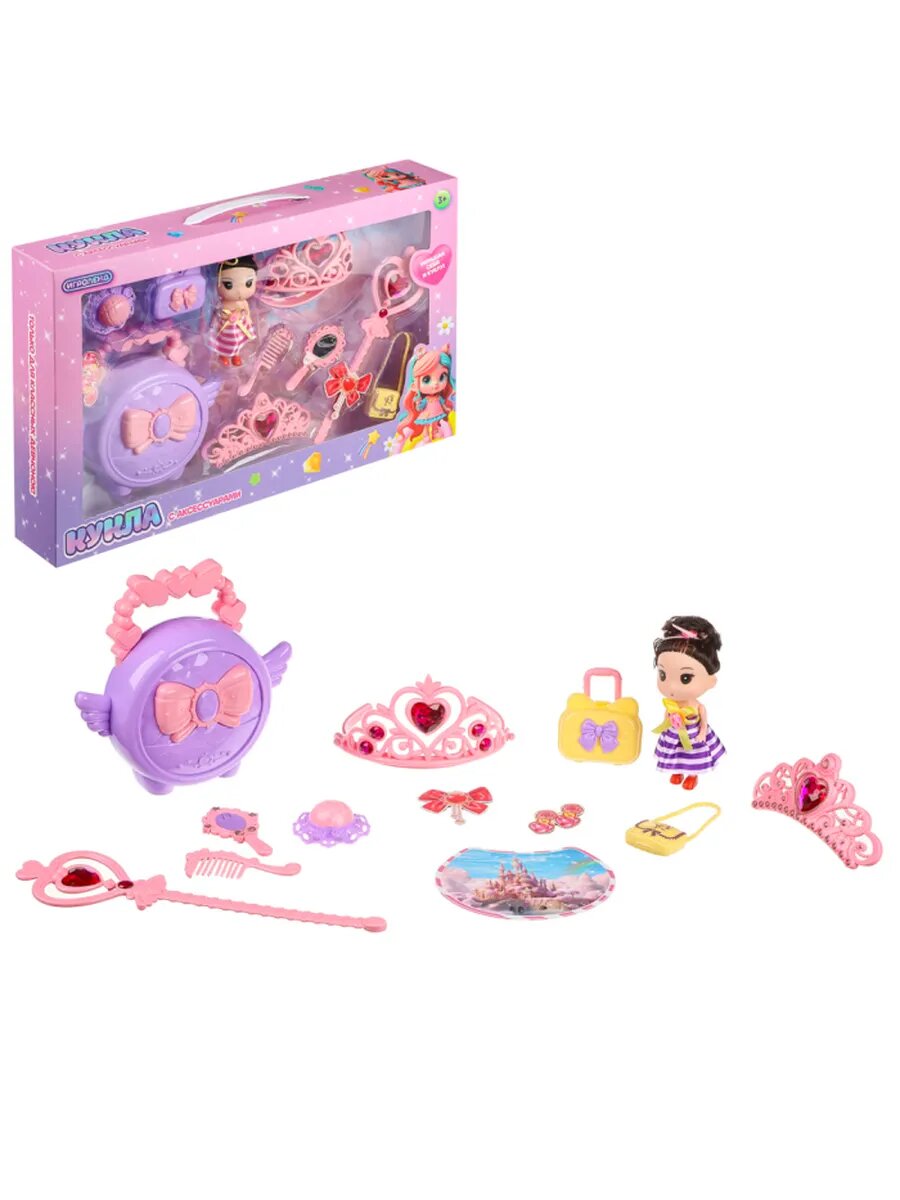 Игроленд Кукла 10 см с аксессуарами, PVC, PP, FBS, 44,5х7х2