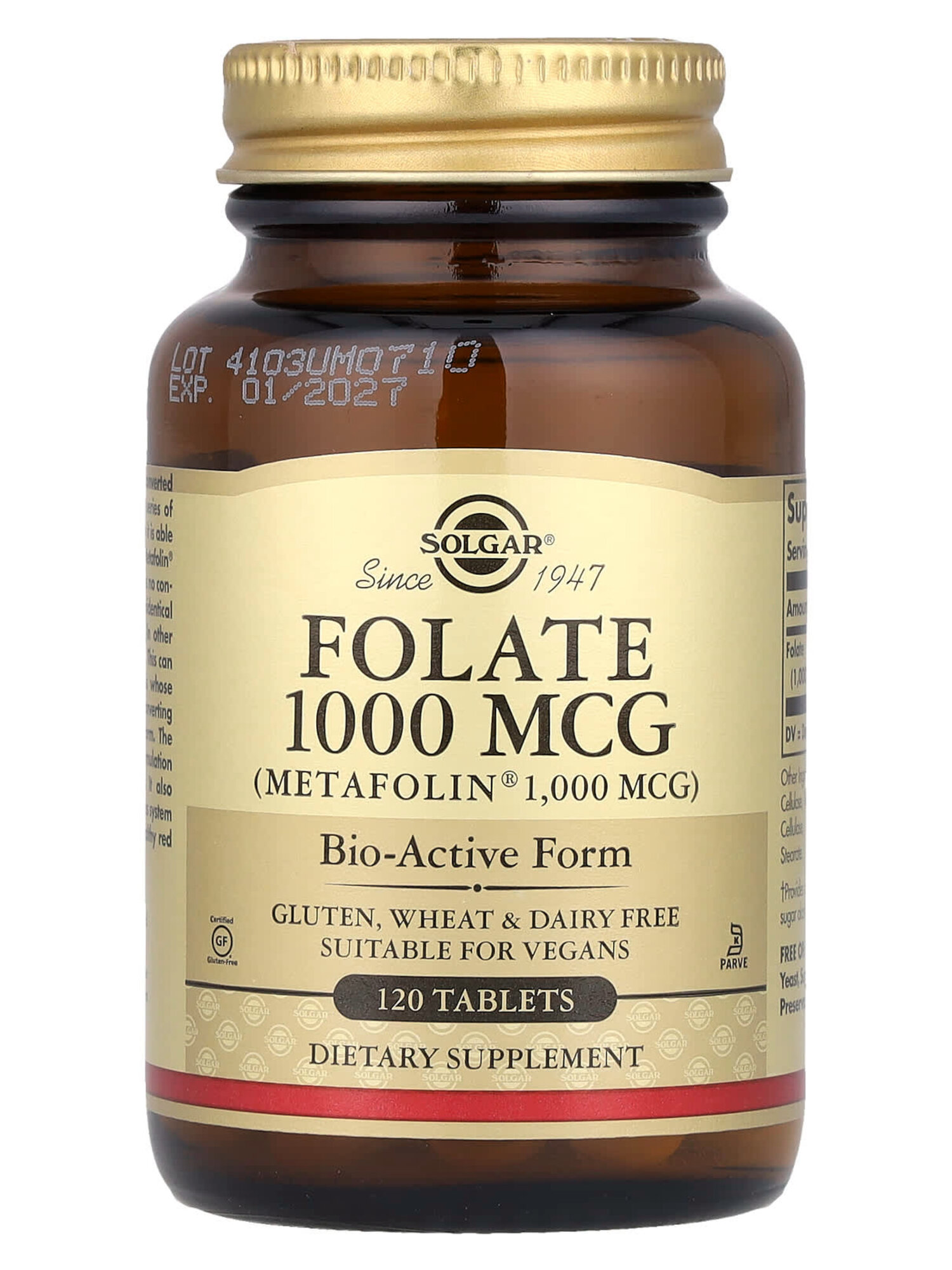 Solgar Folate 1000 мкг (Metafolin 1000 мкг), Фолат 1000 мкг (Метафолин 1000 мкг) 120 таблеток