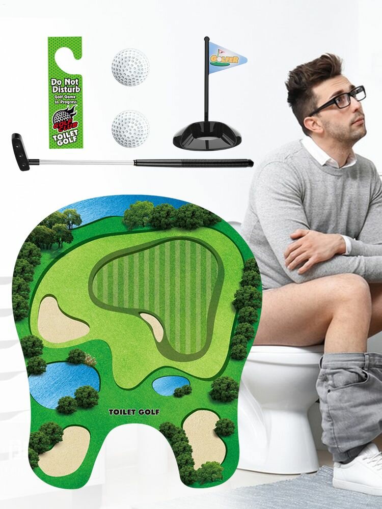 Гольф-туалет, набор клюшек для гольфа для унитаза , Набор для подвижных игр