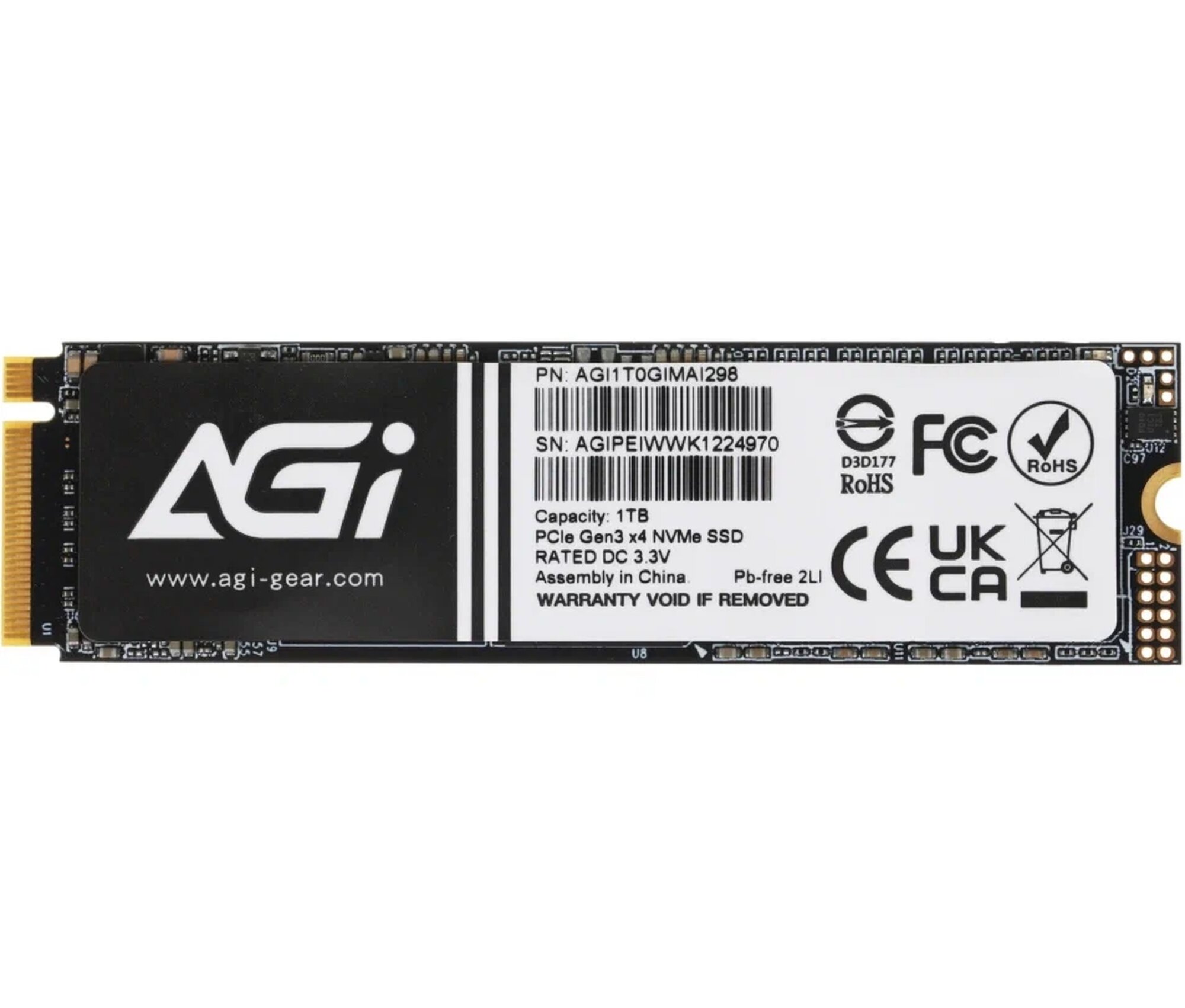 Твердотельный накопитель AGi AI298 1024ГБ, M.2 2280, PCIe 3.0 x4, M.2 AGI1T0GIMAI298