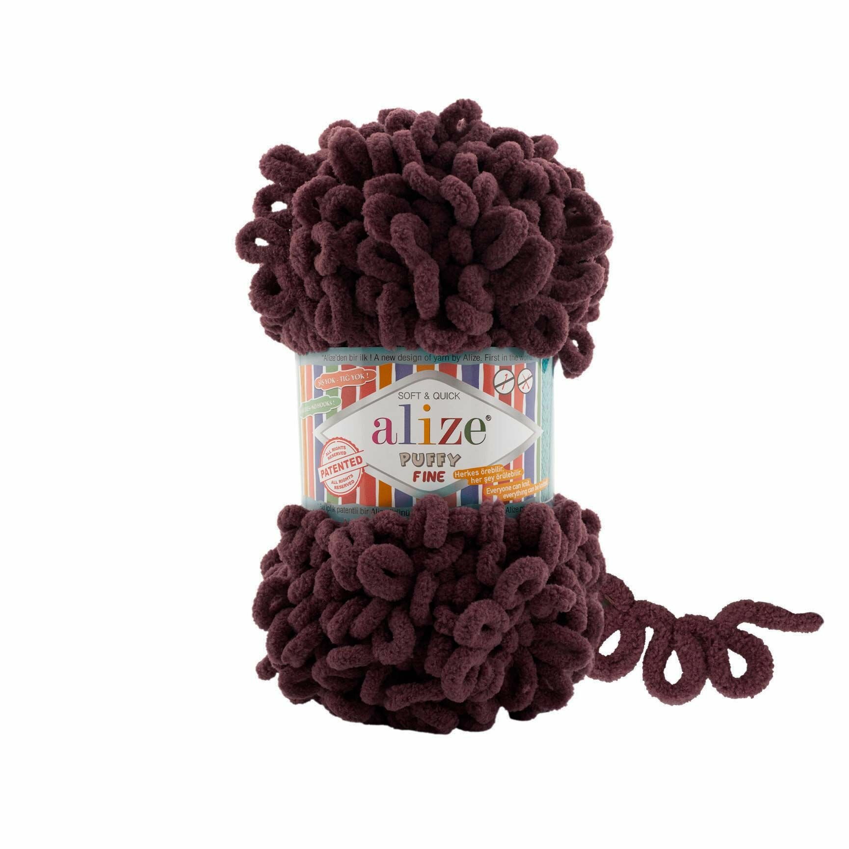 Пряжа для вязания Alize Puffy fine 993 красно-коричневый 100 гр/14.5 м 100% микрополиэстер