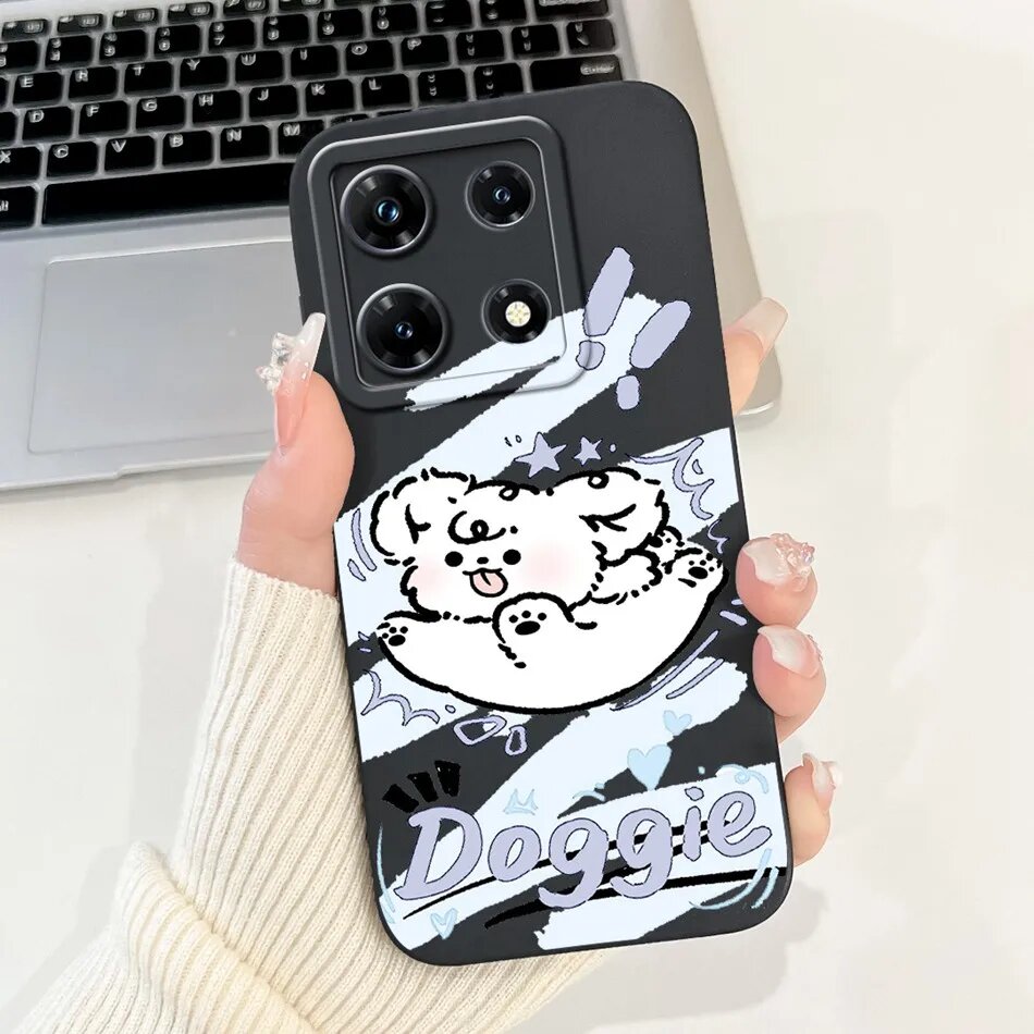 Чехол Infinix Note 30 Pro белый, силиконовый, милый Doggie